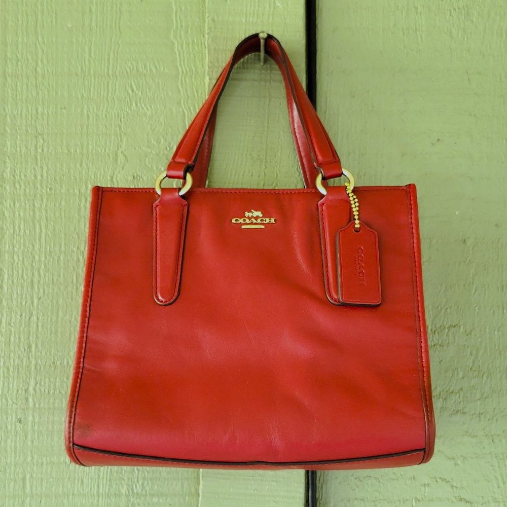 Coach Mini Crosby 2way Carryall Red Leather Bag - Gem